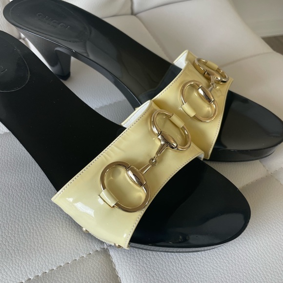 Gucci | Shoes | Vintage Gucci 955 Horsebit Accent Slides Heels Mules ...